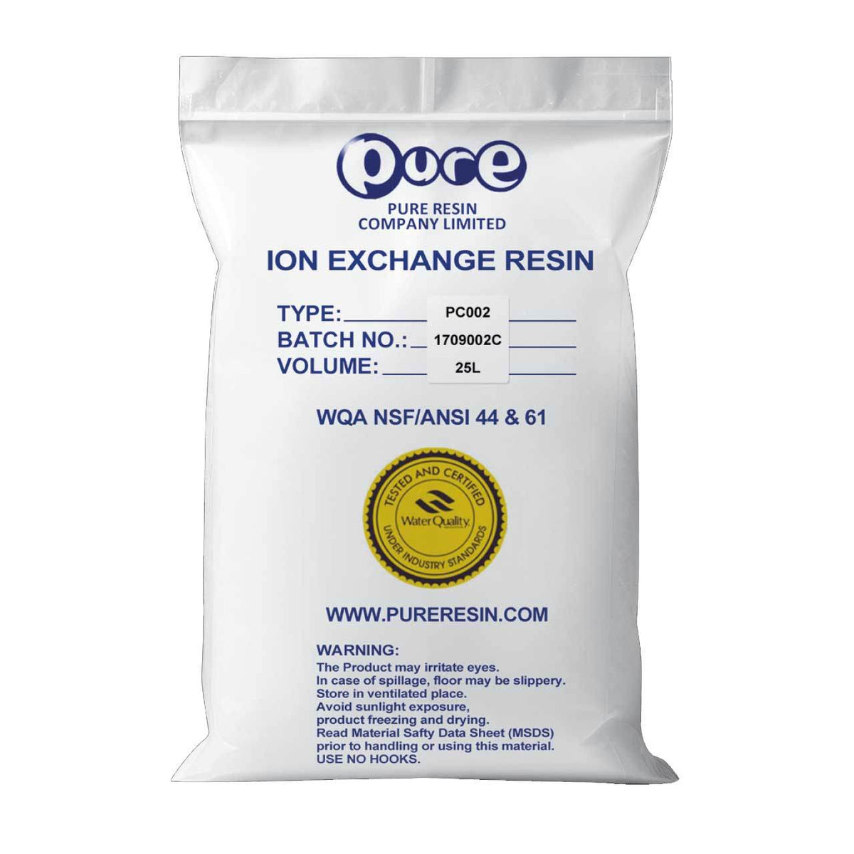 Pure PC002 Softening Resin, 25 Litres | Available at GAPS Water – GAPS ...